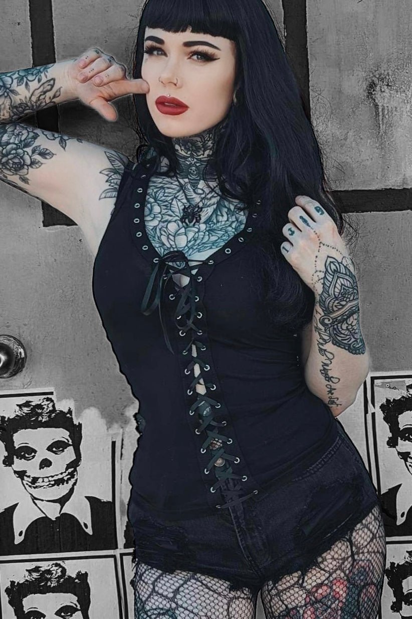 WILD FOR THE NIGHT LACE UP CORSET TANK – Demi Loon Alternative Clothing